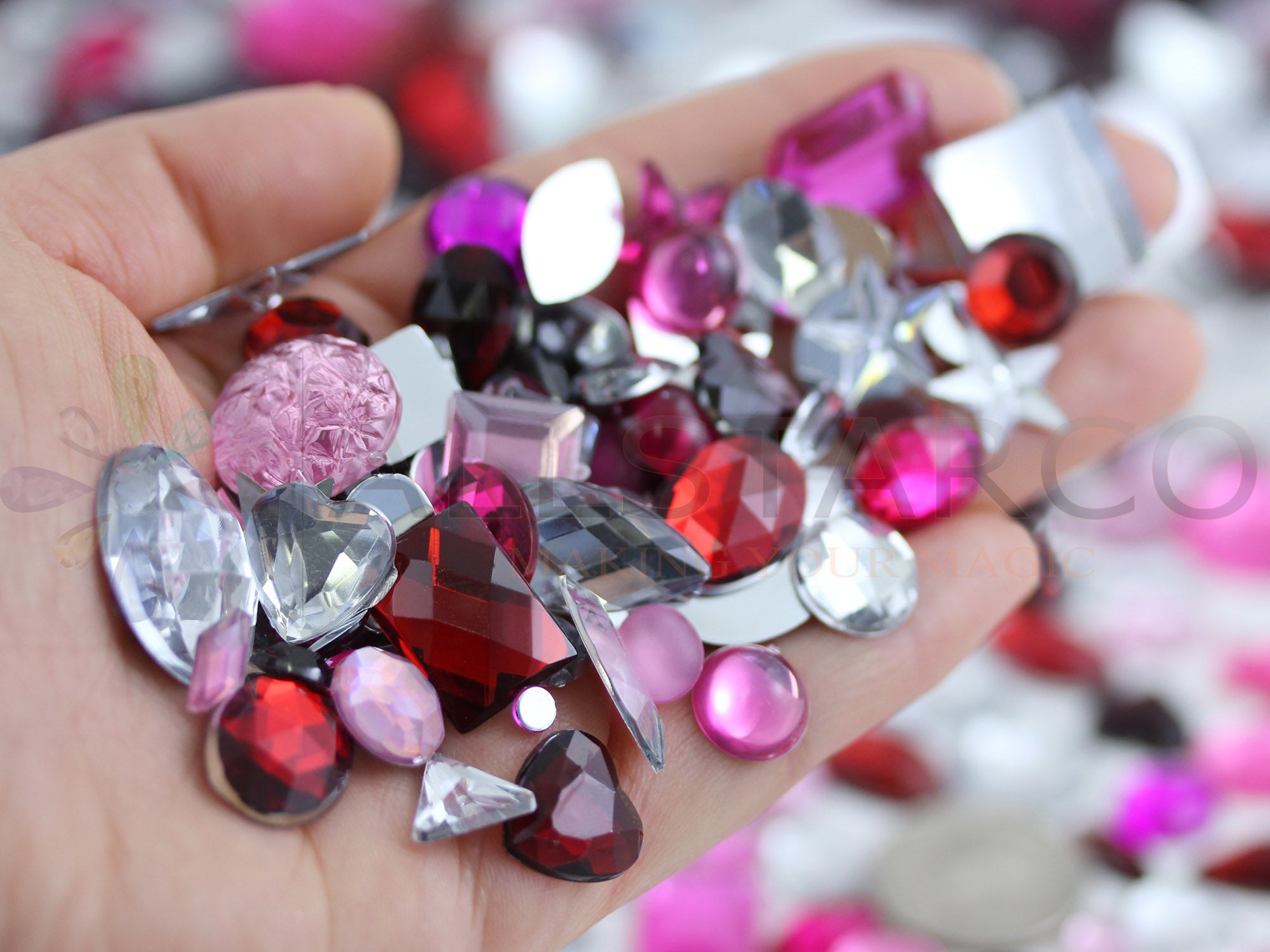 Allstarco Valentine's Day Pack Mix Rhinestones - Flat-Back Acrylic Gems ...